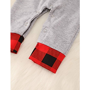 TUEMOS My First Christmas Baby Boy Outfit Long Sleeve Xmas Romper Red Plaid Jumpsuit Christmas Romper Baby Boy