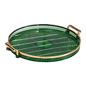 Multipurpose Serving Tray, Decorative Tray Vanity Tray Plate Food Tray for Desktop Living Room Kitchen Countertop Cabinet Bedroom, Green