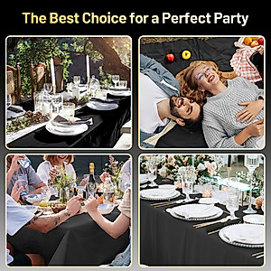 PETIARKIT 54 in ×300 Ft Plastic Tablecloths Roll, Plastic Table Cloth Disposable, Plastic Table Cloth Disposable with Cutter Box - Cut to Size for All Shape Tables | Parties & Events, Black