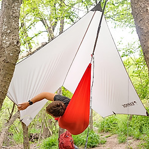 KAMMOK Kuhli Ultralight | Versatile Weather Shelter, (Waterproof, Durable, Portable, Camping Tarp, Hammock Tarp, Rain Cover), Crater Gray