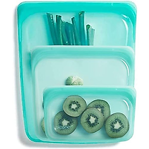 Stasher Silicone Reusable Storage Bag, Sandwich + Snack (Aqua) | Food Meal Prep Storage Container | Lunch, Travel, Makeup, Gym Bag | Freezer, Oven, Microwave, Dishwasher Safe, Leakproof