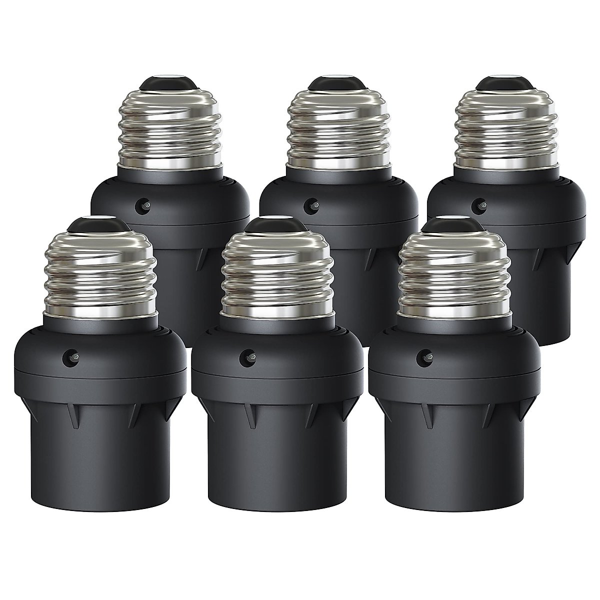 DEWENWILS Light Sensor Socket, E26 E27 Dusk to Dawn Sensor Socket, Light Bulb Socket for Light Fixtures, Compatible with Incandescent/CFL/LED/Halogen Bulbs, 6 Pack, Black