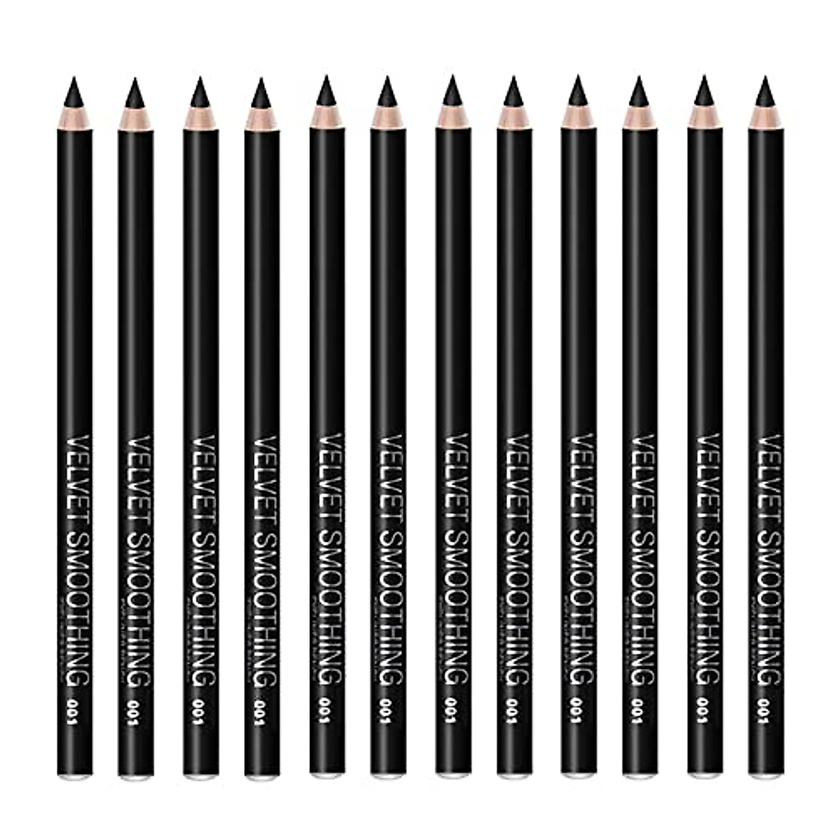Black Eyeliner Pencil Set - 12 PCs Smudge Proof Matte Waterproof Long Lasting Makeup Eye Liners