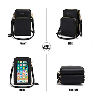 myfriday Touch Screen Crossbody Phone Purse for Women, Rfid Blocking Small Cellphone Shoulder Purse with 2 Adjustable Strap