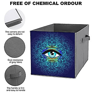 Cool Alien Psychedelic Eye Canvas Collapsible Storage Bins Cube Organizer Baskets with Handles for Home Office Car