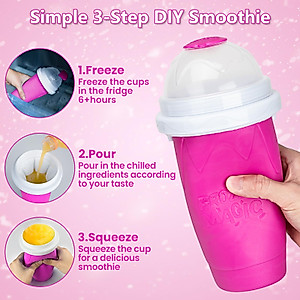 Slushy Maker Cup 2 Pack, DIY Magic Quick Frozen Slushie Cup, Cooling Cup, Slushy Cup, Cool Stuff, Double Layer Portable Smoothie Squeeze Cup for Juices, Milk and Ice Cream Make