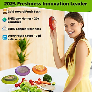 4 Pack Reusable Silicone Food Storage Containers - Avocado Saver & Onion Storage, BPA-Free, Fruit and Vegetable Anti-Oxidation Storage Box, Prevent Flavor Mixing, Fresh Pod for Fridge, Keep Fresh