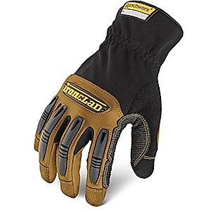 Ironclad Ranchworx Work Gloves RWG2, Premier Leather Work Glove, Performance Fit, Durable, Machine Washable, (1 Pair), RWG2-04-L,Brown/Black