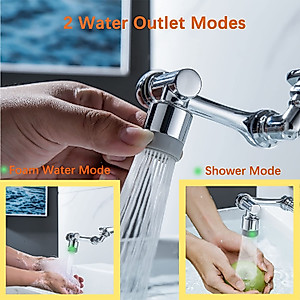 1080° Rotating Faucet Extender Aerator, MISS FIRE Multifunctional Kitchen Sink Swivel Faucet Sprayer Attachment for kitchen, bathroom, laboratory with 2 Water Outlet Modes
