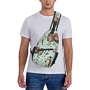 Sea Otter Unisex Sling Backpack Crossbody Shoulder Bags for Men Women Lightweight Daypacks Casual Chest Bag with Adjustable Strap for Walking Biking Hiking Travel Sport Gym