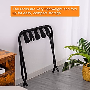 Heybly Luggage Rack, Pack of 4,Steel Folding Suitcase Stand for Guest Room Bedroom Hotel,Black,HLR001B4