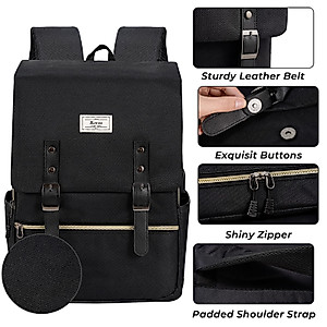 Ronyes Unisex College Bag Fits up to 15.6’’ Laptop Casual Rucksack Waterproof School Backpack Daypacks (AllBlackWithUSB)