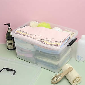 Fiazony 17.5 Quart Clear Storage Box, Plastic Storage Bins with Lids, 4-Pack