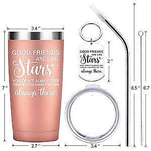 Good Friends Are Like Stars, Christmas Gifts for Women Friends, Female Friend, Girlfriend, Mom, Sisters, Sometimes She is Alone, This is Her Reminder, Cute Mug Tumbler Cup 20 oz with A Keychain