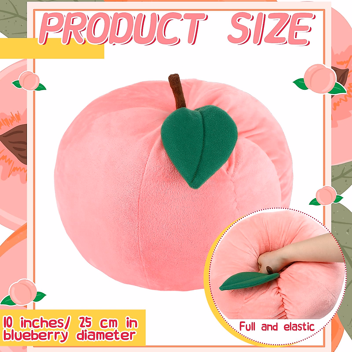 Beeveer Peach Plush Christmas Decorative Gift Cute Fruit Plush Pillow Kawaii Hugging Plushies Soft Novelty Toy Cushion Seat Xmas Decor for Kids Girl