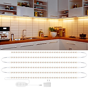 Govee Under Cabinet Lights, Motion Sensor LED Light Strip with Memory Function, 4pcs Adjustable Brightness and 3000K Warm White Closet Lights for Cabinet, Counter, Kitchen, Bedroom