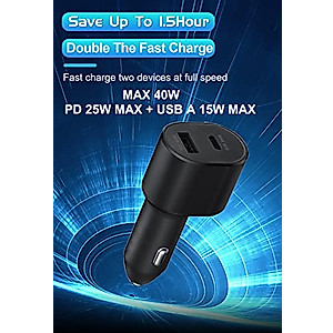 Samsung 25W USB C Car Charger, PD&QC3.0 Dual Port Compatible Car Charger with 5ft Type C Cable for Samsung Galaxy S23/S23 Ultra/S23 Plus/S22/S22 Ultra/S22+/S21/S21+/S21 Ultra/S20/S20+/Note 20/Note 10