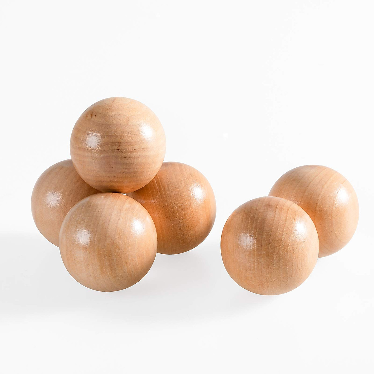 MERRYHEART 1.8 Inch Montessori Wooden Rainbow Balls, Colorful/Pastel/Natural Wooden Ball Toys for Toddler & Baby Grasping, Preschool Learning Material, Educational Counting Toy - 6 Pcs