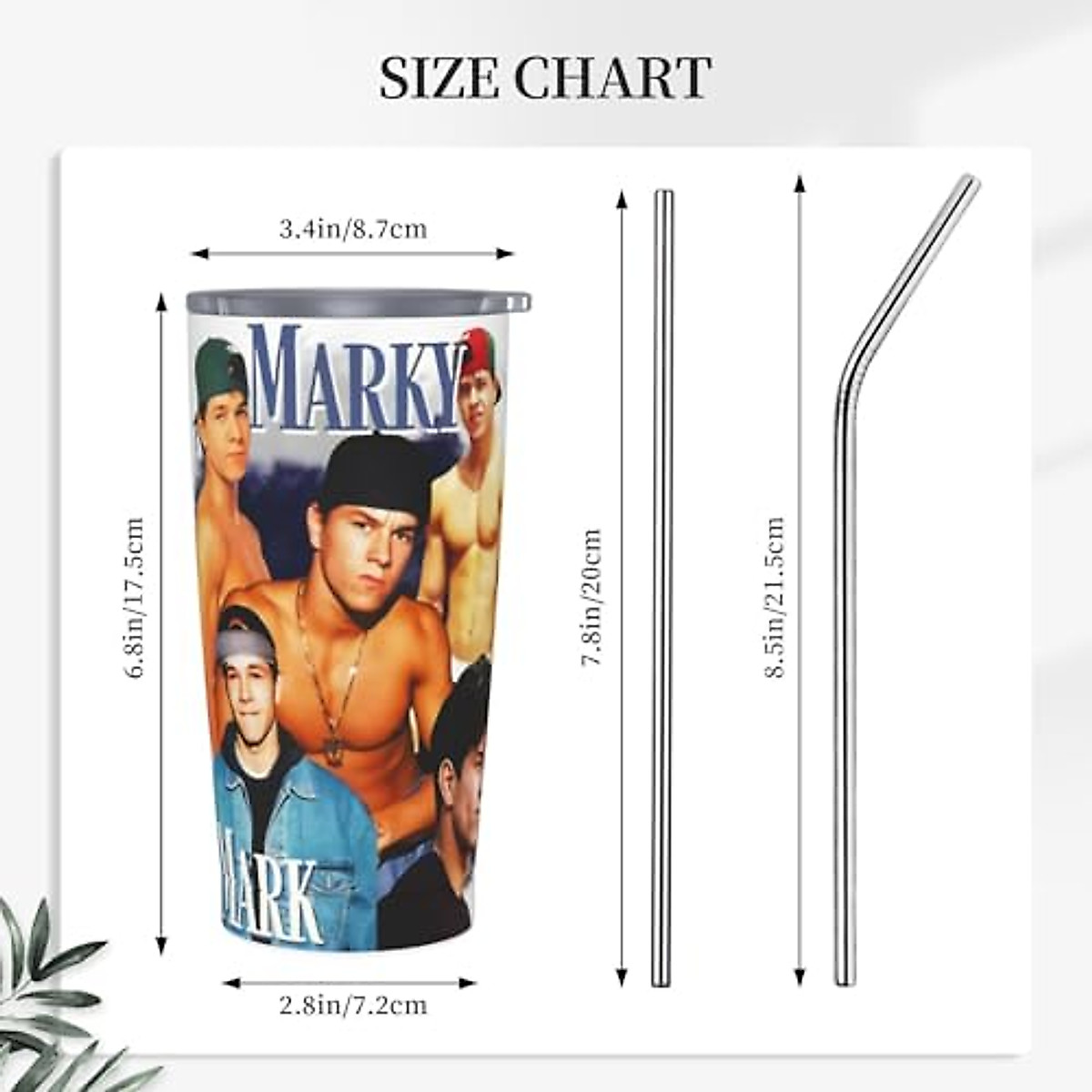 OAEWRE Mark Actors Wahlberg Stainless Steel Mug Insulated Tumbler Coffee Mugs with Lids and Straw Double Wall Vacuum Cup 20oz