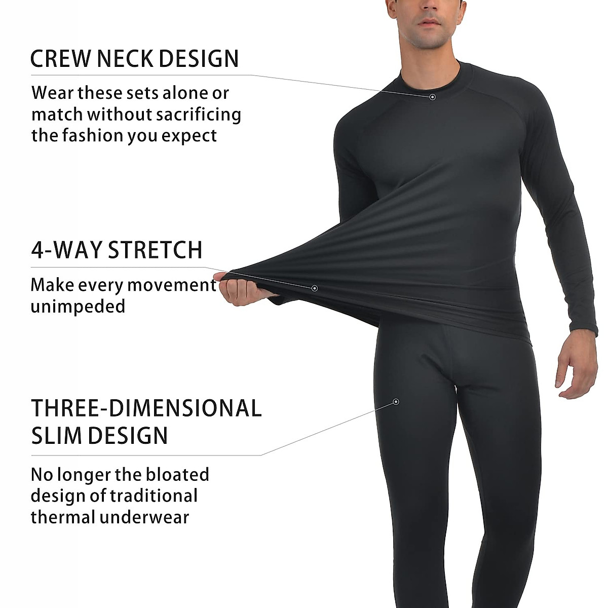 qualidyne Thermal Underwear for Men Long Johns Mens with Fleece Lined, Base Layer Men Cold Weather Top Bottom