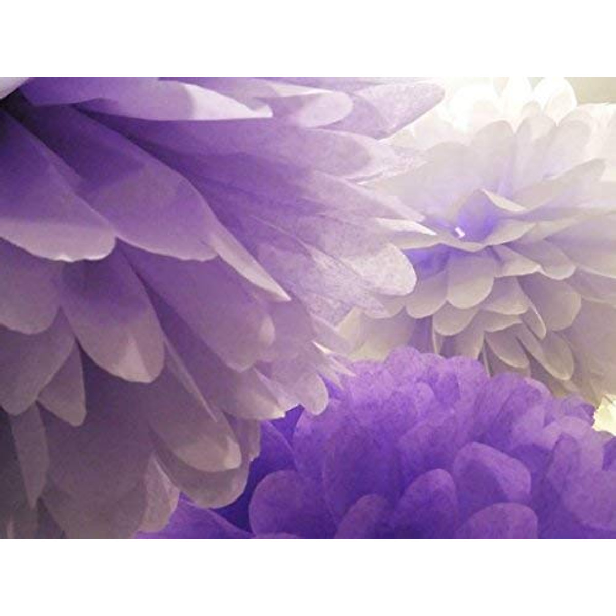 12pcs 8 Inch 10 Inch 14 Inch Mixed Lavender Purple Grey White Tissue Pom Poms Paper Flower Wedding Bridal Shower Party Fluffy Decoration