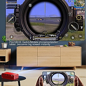 AMOOWA Mini Projector with WIFI and Bluetooth for iphone , 200ANSI DLP Mini Pocket Pico Projector - Built in Rechargeable Battery & Speaker, 1080P Support Portable Wireless LED DLP Movie & Video Gold