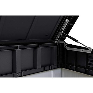 Keter Elite Store 4.6 x 2.7 Foot Resin Outdoor Storage Shed with Easy Lift Hinges, Perfect for Trash Cans, Yard Tools, and Pool Toys, Grey