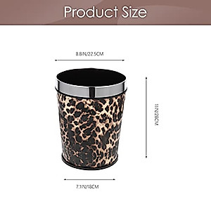 GLSTOY Garbage Storage Leopard Ring Pattern Style Buckets Holder Container Open Trash Paper Bathroom Laundry Kitchen Can Rooms Round Bucket with and Household Basket Kids Bag Fixed Metal