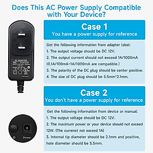 UL Listed 12V 1A 10ft Power Supply Adapter with 3 Tips, 12V 1000mA 12W AC Adapter Charger Replacement for LED Strip Light Keyboard BT Speaker Router CCTV Camera Webcam DVR NVR and More