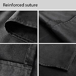 ROTANET Black Bistro Apron Long Server Apron with 3 Pockets Half Large Waist Apron for Work Cafe Uniform Waterproof