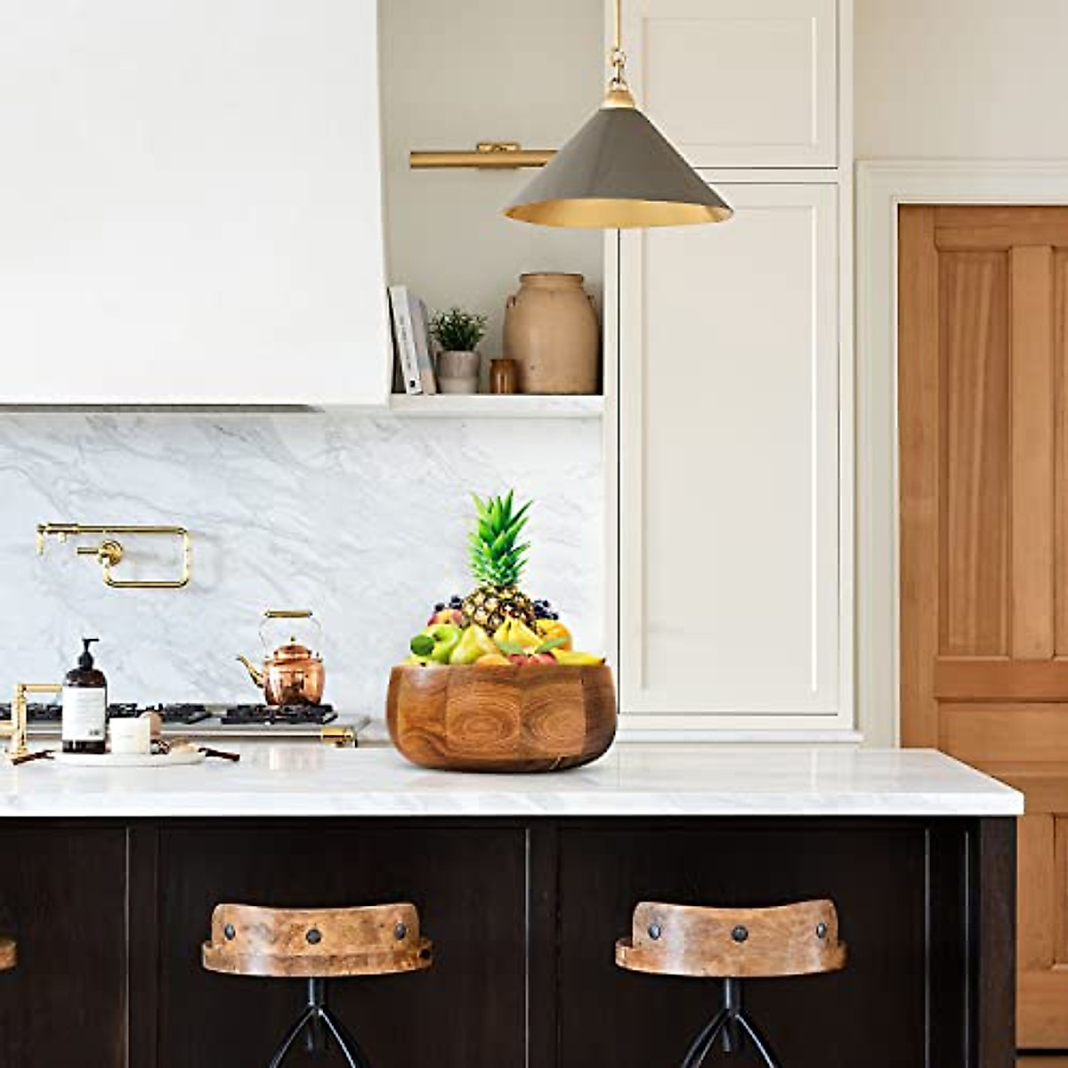 Salad Bowl wooden Acacia wood 11 diameter X4.75inch H Exquisitely crafted in natural brown tone for food , fruit server, tones