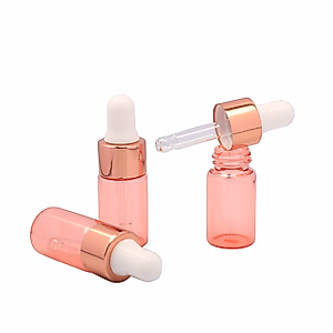 30 Pack Set, Pink Glass Dropper Bottles Essential Oils Dropper Bottles Mini Sample Bottles DIY Perfume Cosmetic Containers Glass Vials With Glass Eye Dropper (3ml)