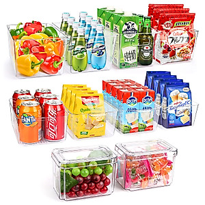 Set Of 10 Refrigerator Pantry Organizer Bins, Clear Plastic Food Storage Bins for Kitchen, Countertops, Cabinets, Fridge, Freezer, Bedrooms, Bathrooms, Clear Plastic Pantry Storage Containers