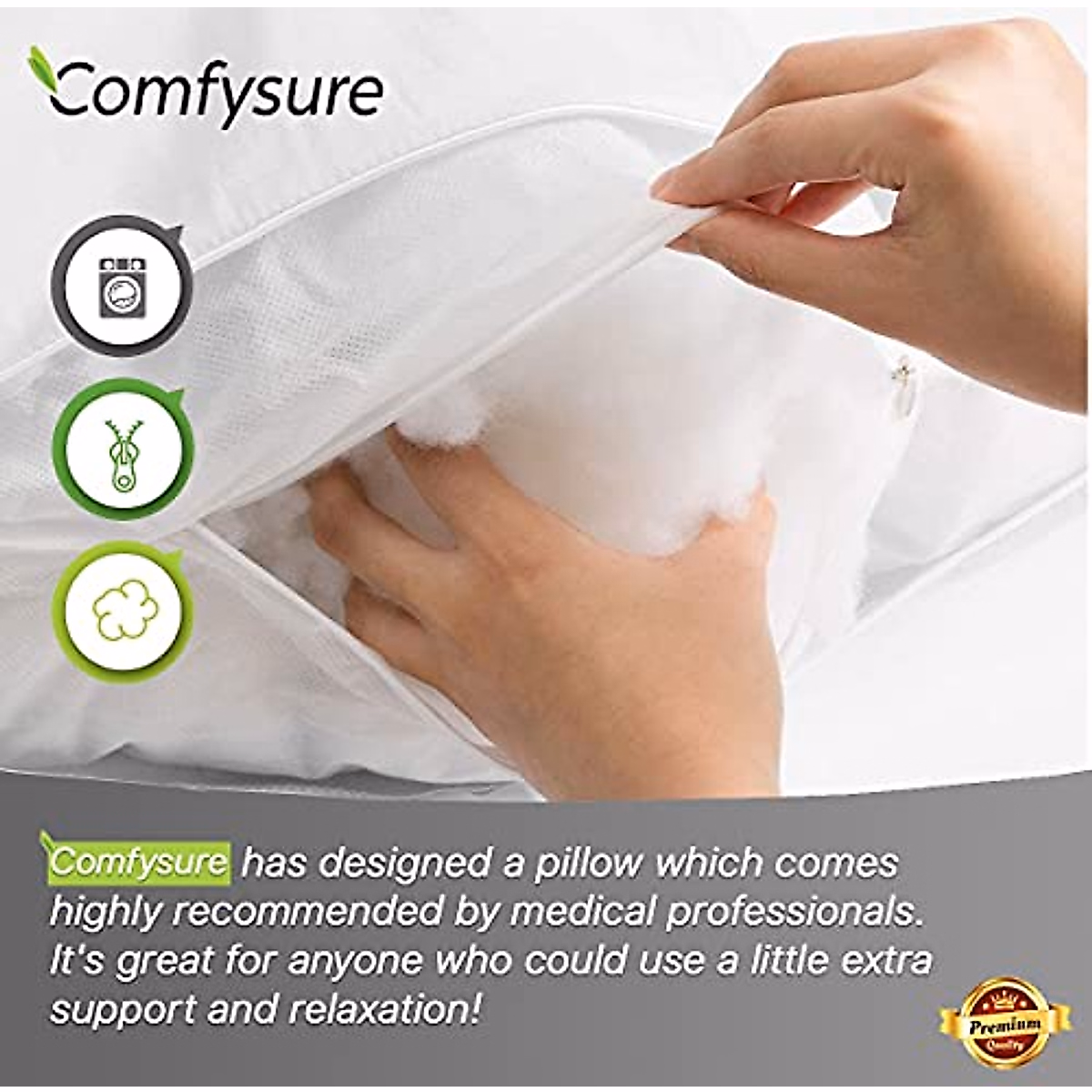 ComfySure Pregnancy Pillow 59" U Shaped Pillow for Pregnancy Hypoallergenic, Comfortable Maternity Body Pillow for Pregnant Women, Supports Back, Hips, Legs & Belly.