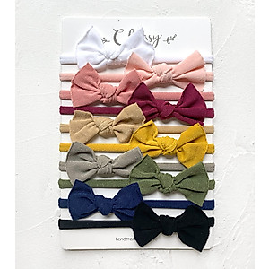 Cherssy Newborn Headbands and Hair Bows, 10pcs Super Soft Nylon Hairbands for Baby Girls