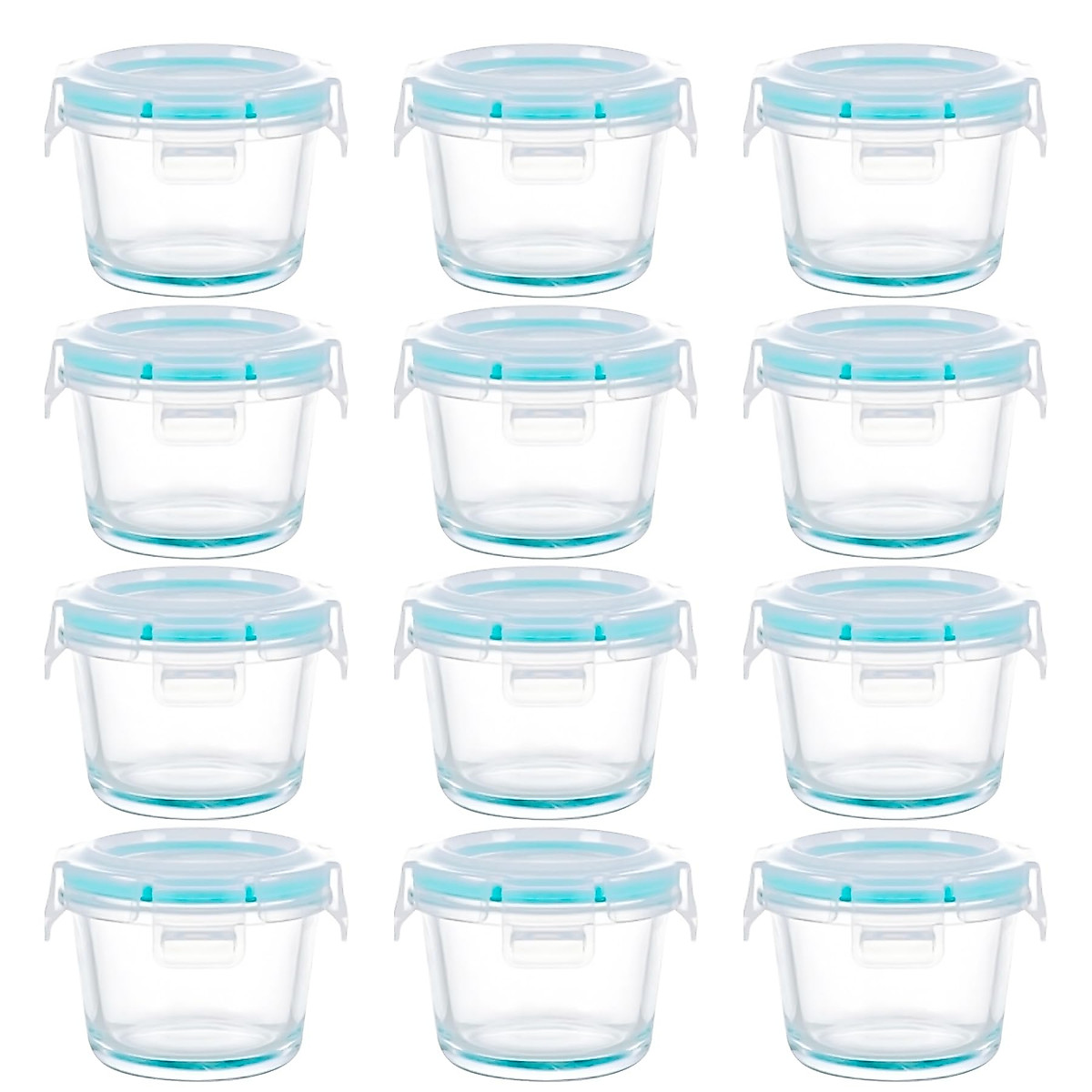 Mini Glass Food Storage Containers - 12 Pack 5 oz Small Glass Jars with Locking Lids - Airtight Food Containers - Freezer, Microwave, Dishwasher Safe