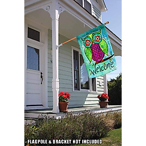 Toland Home Garden 109432 Rainbow Owl Welcome Flag 28x40 Inch Double Sided Welcome Garden Flag for Outdoor House Bird Flag Yard Decoration