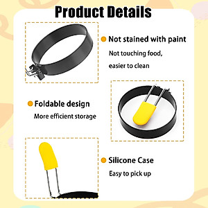 4 Pack Egg Ring for Frying Eggs, Egg Cooker Ring for Griddle, Egg Circle Mold for Breakfast Sandwiches, 3" Stainless Steel Non-stick Egg Round Mold for Egg Mcmuffins