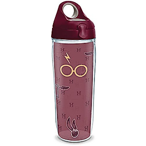 Tervis Harry Potter - Maroon and Gold Glasses Made in USA Double Walled Insulated Tumbler Travel Cup Keeps Drinks Cold & Hot, 24oz Water Bottle, Classic
