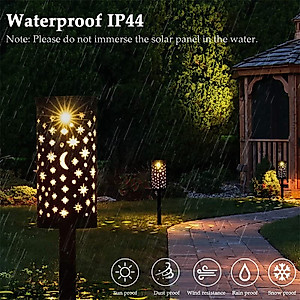 Solar Pathway Lights, Warm White Bright Solar Lights Outdoor Waterproof, Solar Garden Lights Adjustable Landscape Path Lights for Patio Walkway Yard Driveway Backyard Decorative