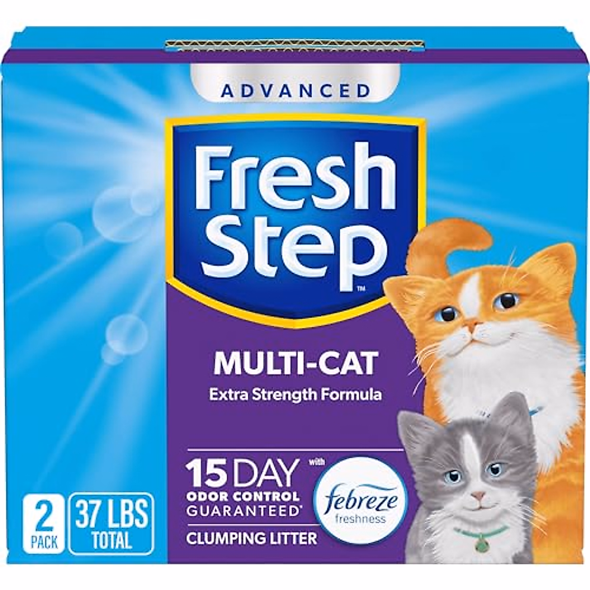 Fresh Step Advanced Multi Cat Clumping Litter with Febreze Freshness, Fresh Step Clumping Cat Litter Extra Strength Formula, 37 lbs. (2 x 18.5 lb. Box)