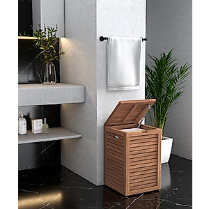 Medium Teak Laundry Hamper, or Indoor Outdoor Storage Bin