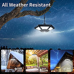 Yomisga Solar Powered Shed Light Daytime Available Solar Pendant Lights Outdoor with Remote Control, Timer, Motion Sensor & 5 Lighting Modes, 180 LED Solar Indoor Lights for Home, Shop, Garage, Barn…
