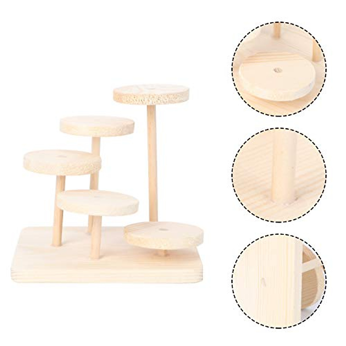 Balacoo Hamster Playground Wooden Small Animal Activity Toys Set Rat Playground Platform Climbing Ladder Chew Toy for Hamster Gerbil Mouse Chinchilla Beige