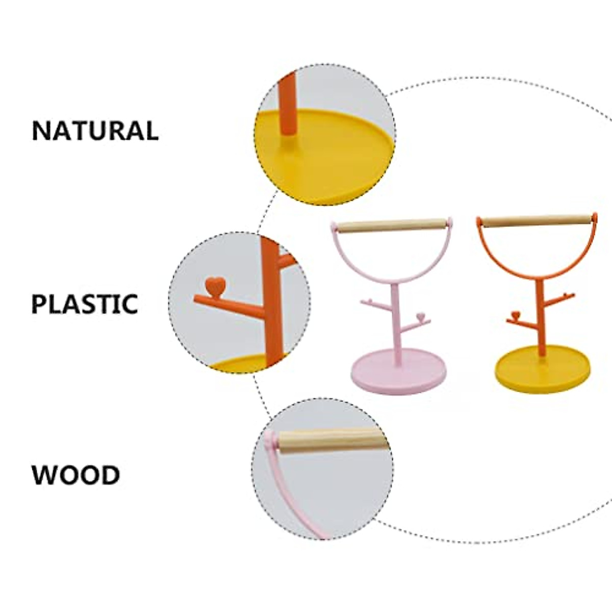 Ipetboom Wooden Toys Wooden Parrot Perches Stand Platform: 2Pcs Bird Playground Parrot Playstand Bird Hanging Swing Toy Parrot Bite Play Toy Birds Cage Accessories Desktop Toys Chew Toys