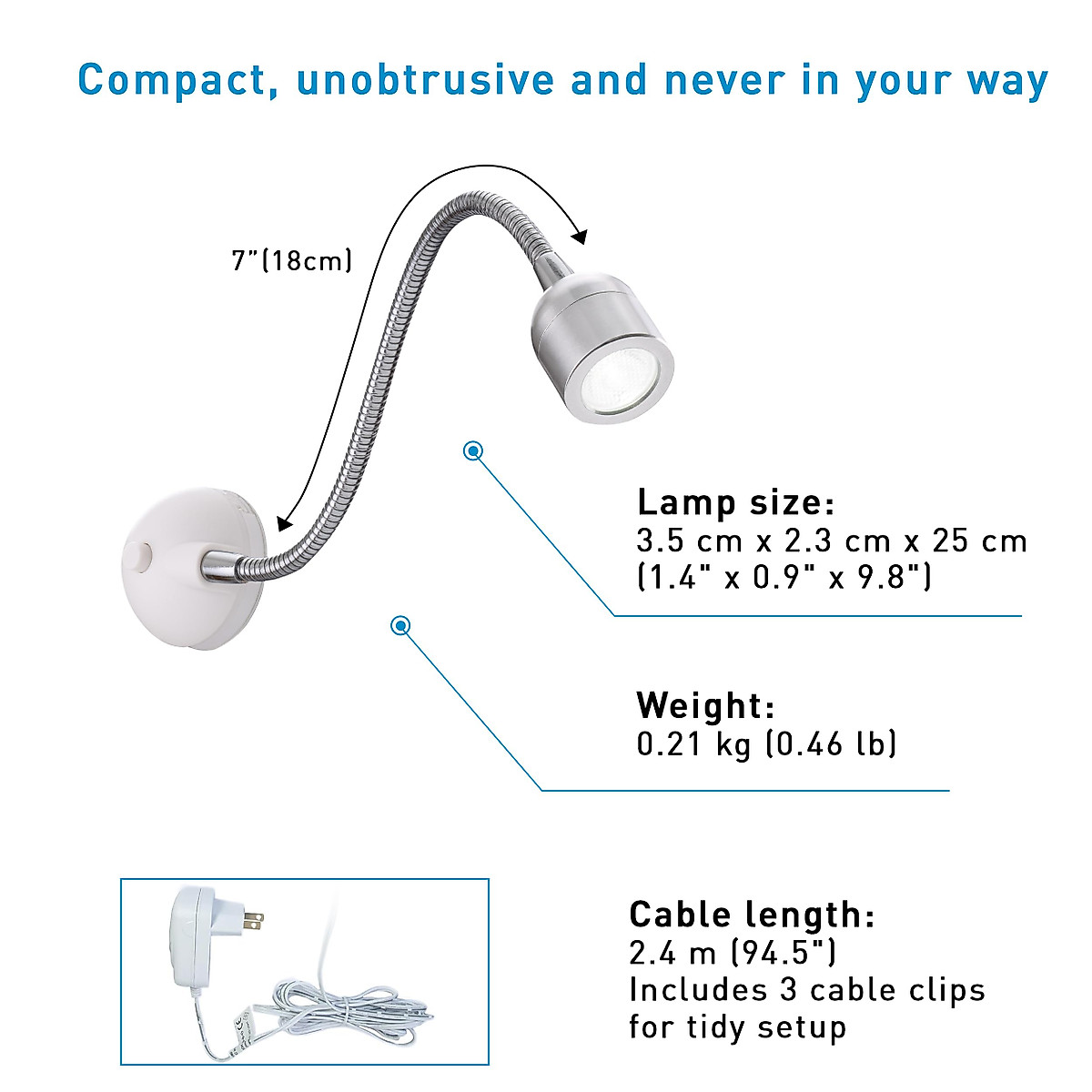 Daylight Naturalight LED Sewing Lamp, White and Silver
