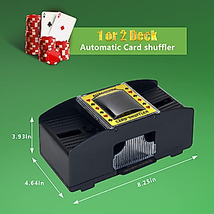 Automatic Card Shuffler 2 Deck - Battery Operated Electric Shuffler, Poker Shuffling Machine for Home Cards Games and Club Gaming, Playing Cards Machine, Suitable for 1-2 Decks, Cards Not Included