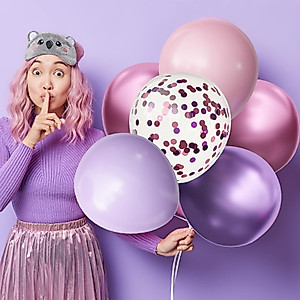 OuMuaMua Pink and Purple Balloons, 62Pcs Light Pink Balloon Lavender Balloons Metallic Pink Purple Latex Balloons for Women Girls Birthday Baby Shower Wedding Princess Party Decorations, 12 Inch