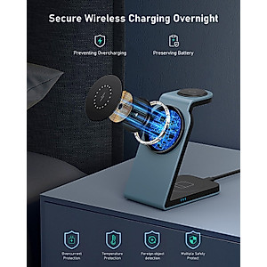 Charging Station for Apple Wireless Charger 3 in 1: 2024 New Aluminum Alloy Magnetic Charger Stand Fast Charging Multiple Devices for AirPods, Apple Watch, iPhone 15 14 13 12 Pro/Pro Max/Plus/Mini