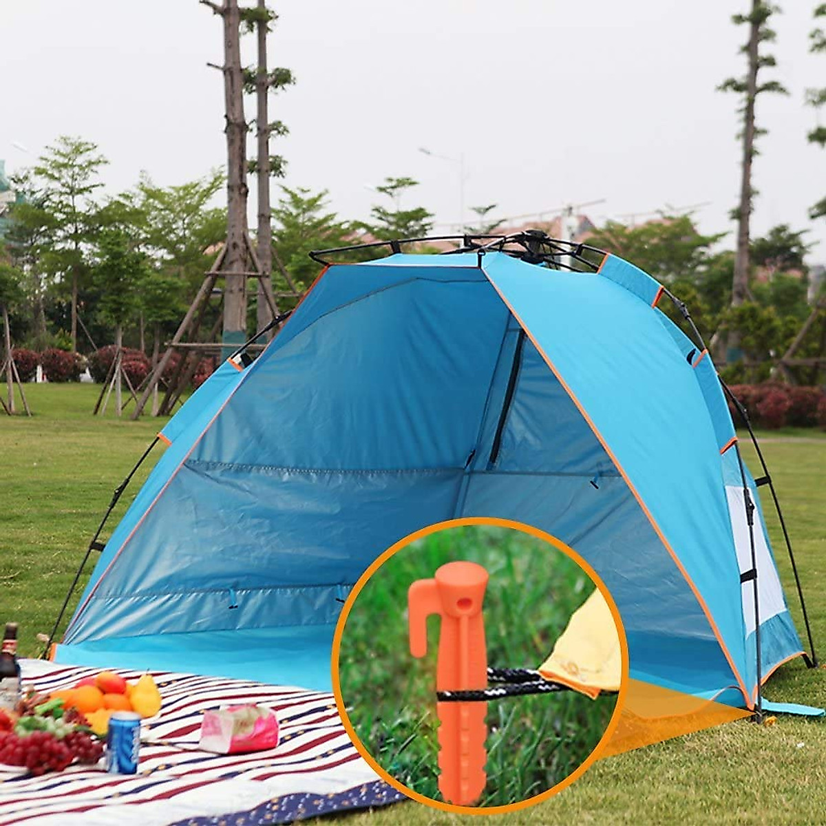 Camping Tent Stake Pegs / 8 Pack Outdoor Plastic Stakes for Christmas Holiday Decoration Bounce House Rain Tarps Outdoor Activities, Durable Plastic, Safety Orange-8.8inches